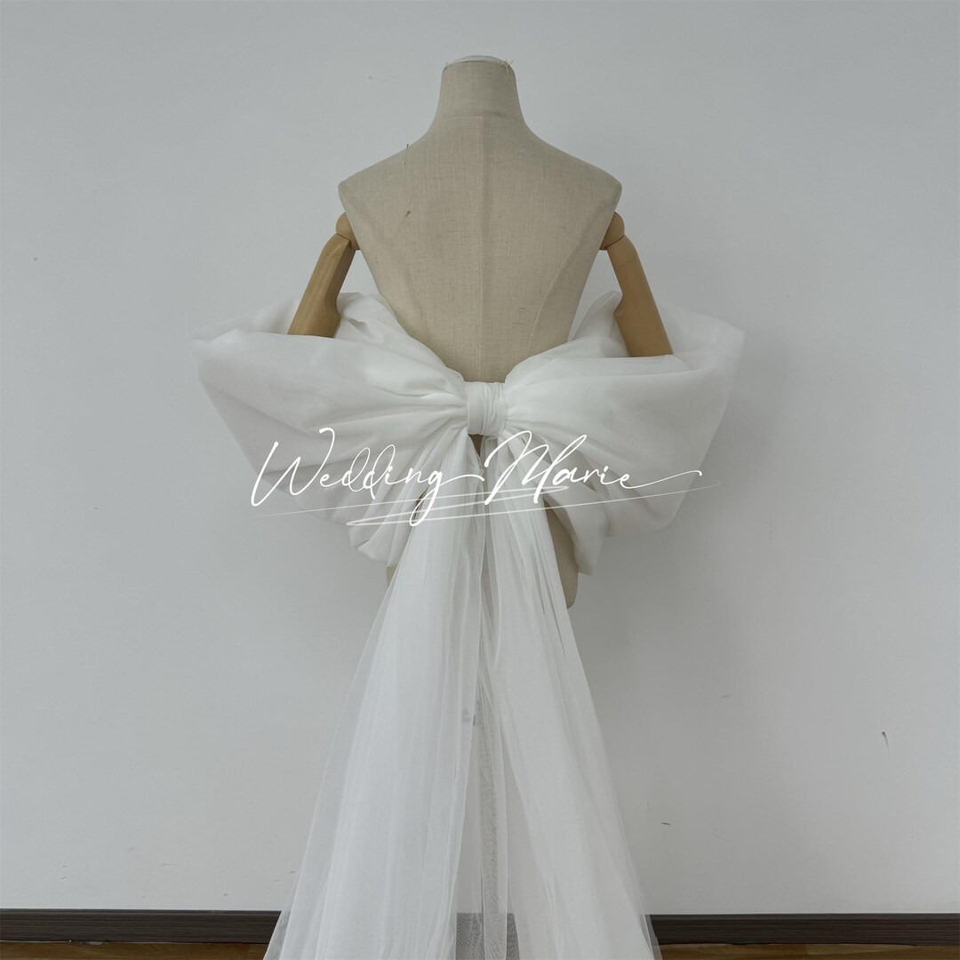 Large Bow Style Cape, Puff Sleeve Cape, Pageant Cape, Off-the-shoulder ...