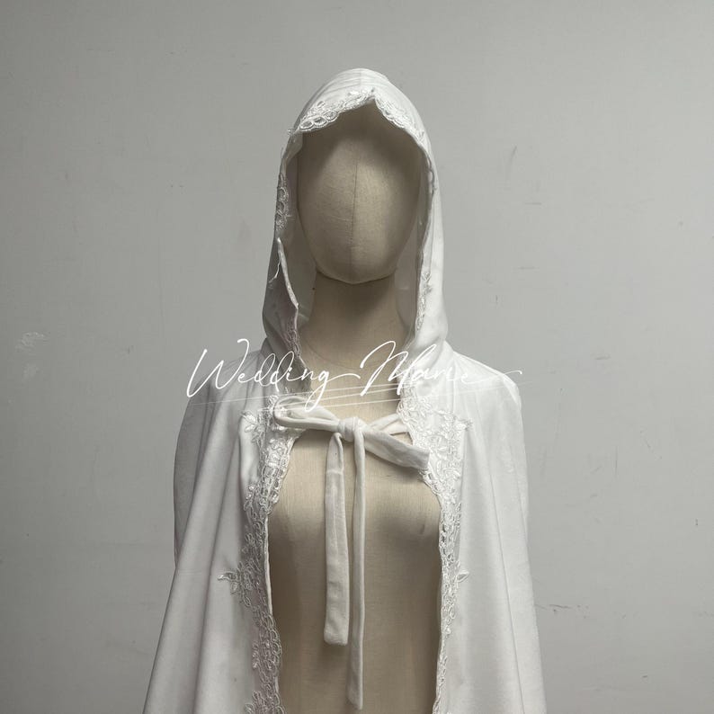Cape de mariée à capuche en velours ivoire faite main, accessoire de ...