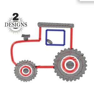 Farmer Tractor Applique Embroidery File - 2 Designs in 1 - Embroidery ...