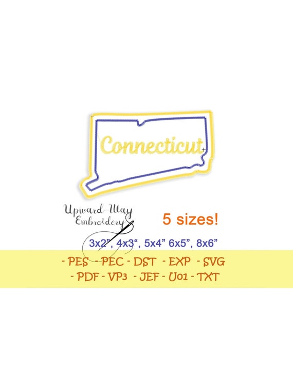 Connecticut USA State Embroidery Design Brother Font Applique | Etsy
