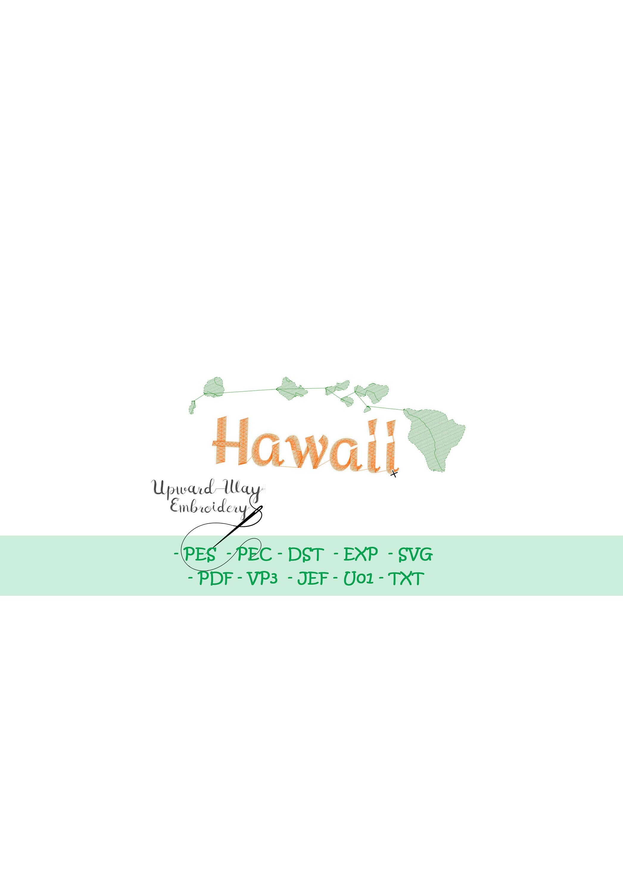 Oahu Hawaii Islands State Embroidery Design Brother Hawaiian Font Ohana ...