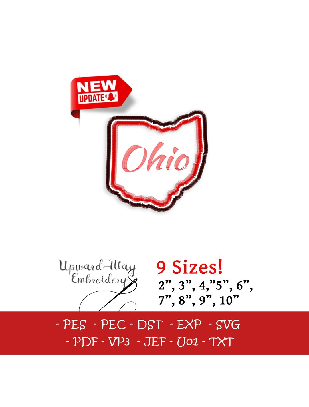 Ohio Embroidery, Ohio Embroidery Design, State Embroidery, Brother ...