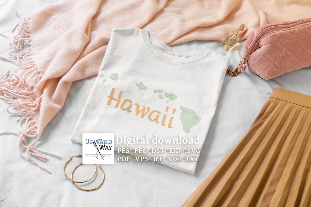 Oahu Hawaii Islands State Embroidery Design Brother Hawaiian Font Ohana ...