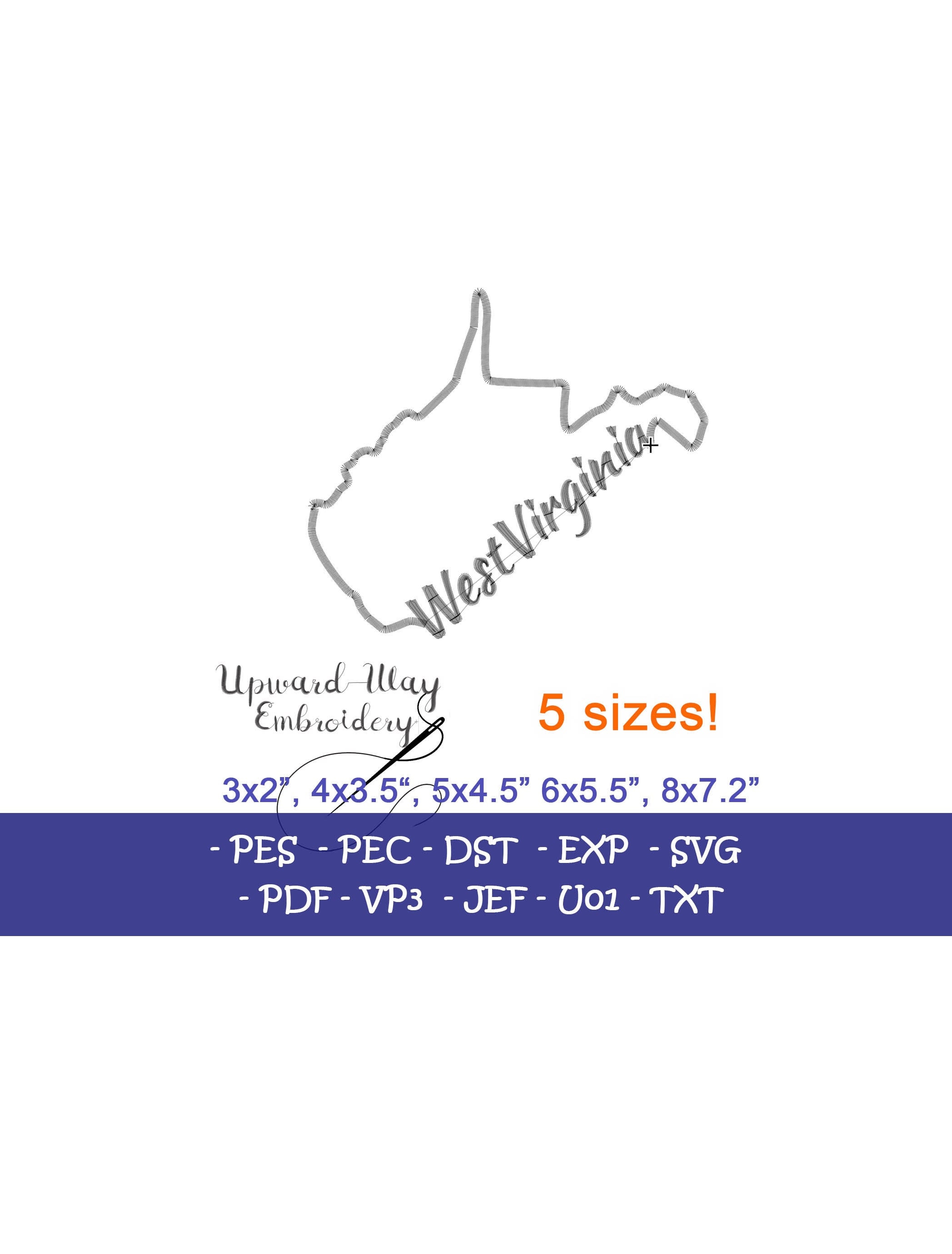 West Virginia United State Embroidery Design Brother Embroider American ...