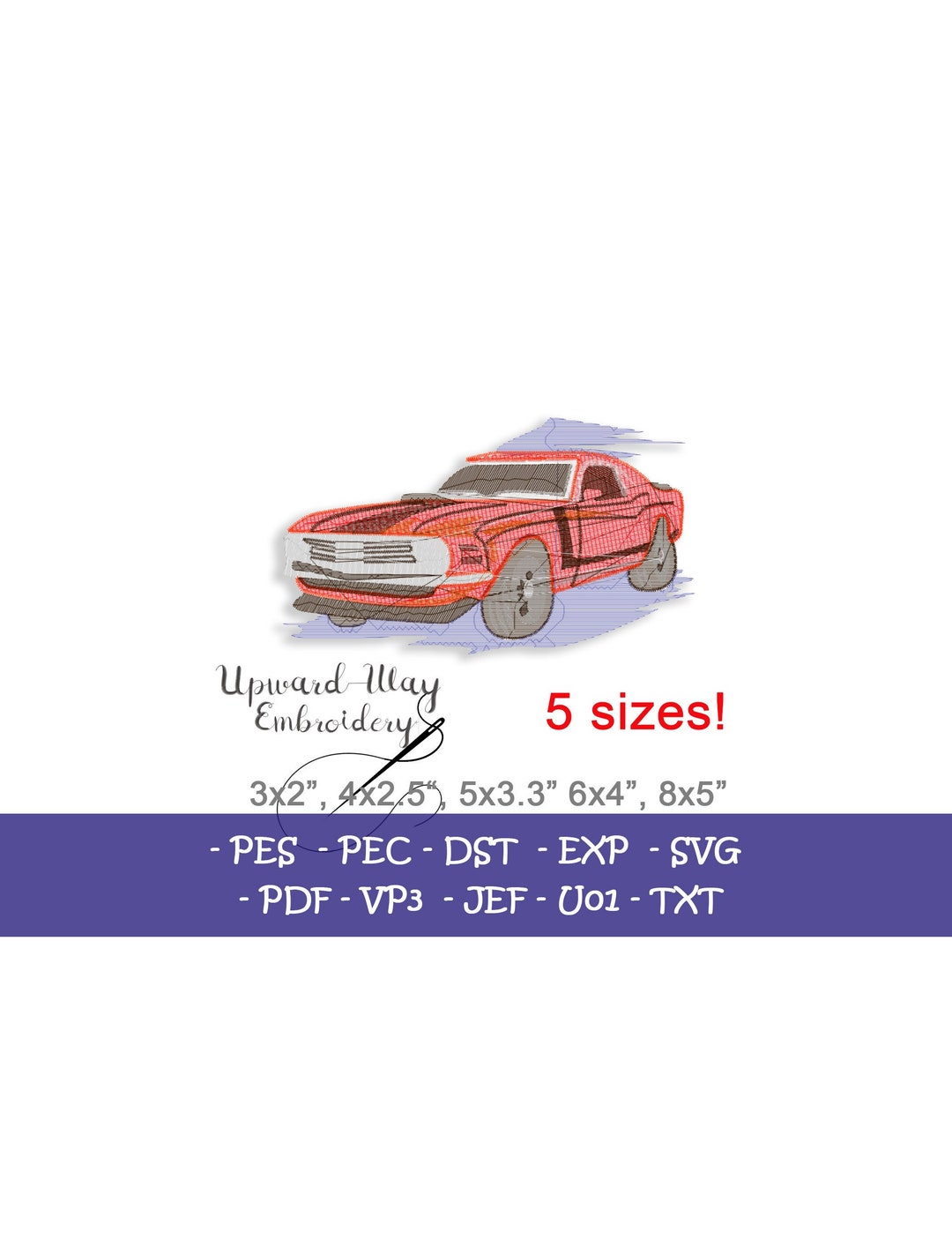 Classic Muscle Sports Car Embroidery, Dad, Father's Day, Embroider ...