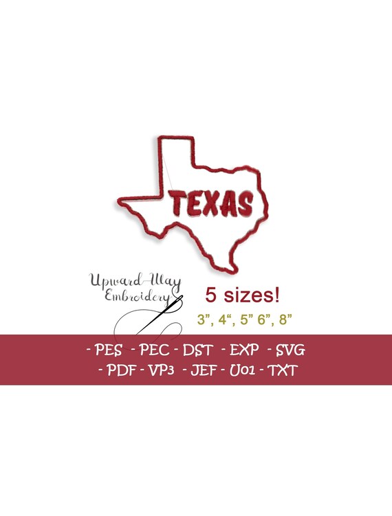 Texas Embroidery Texas Embroidery Design State Embroidery - Etsy