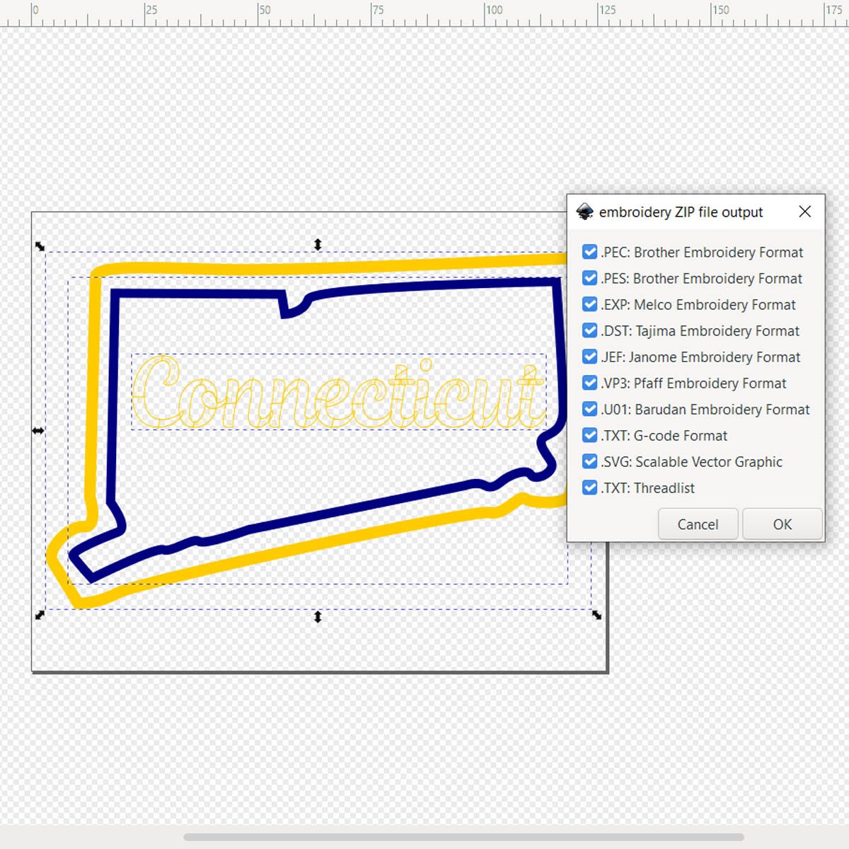 Connecticut USA State Embroidery Design Brother Font Applique Sewing ...