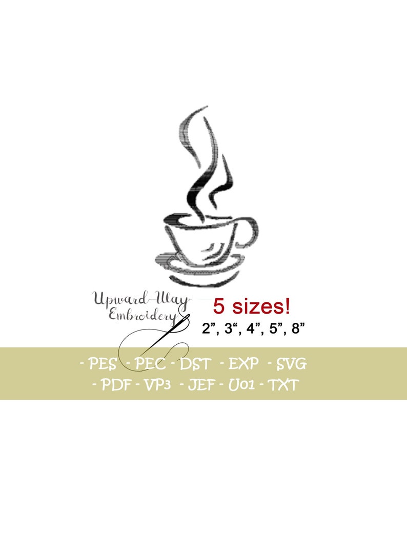 Embroidery Coffee Tea Cup Drink Sewing Sew File Mocha Cappuccino Joe ...