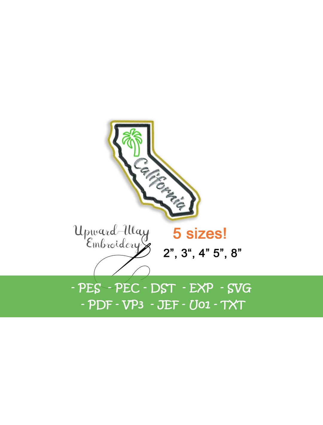 California Embroidery, California Embroidery Design, State Embroidery ...
