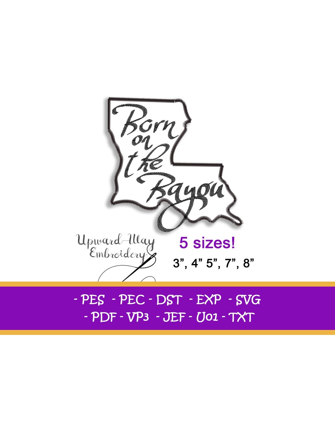 Born on the Bayou, Louisiana Embroidery, USA State Embroidery, State ...