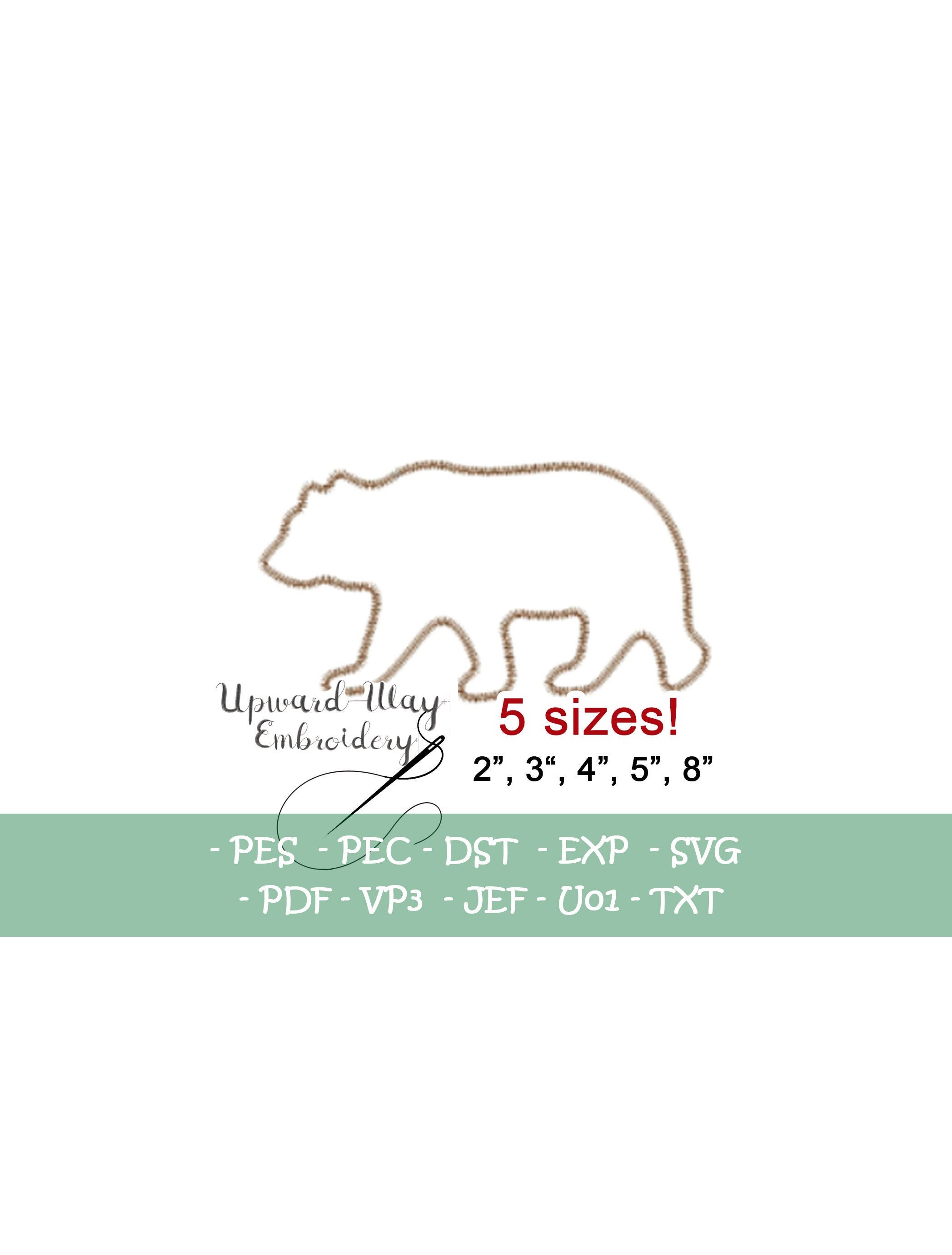 Bear Applique, Bear Embroidery, Wildlife Embroidery, Brother Embroidery ...