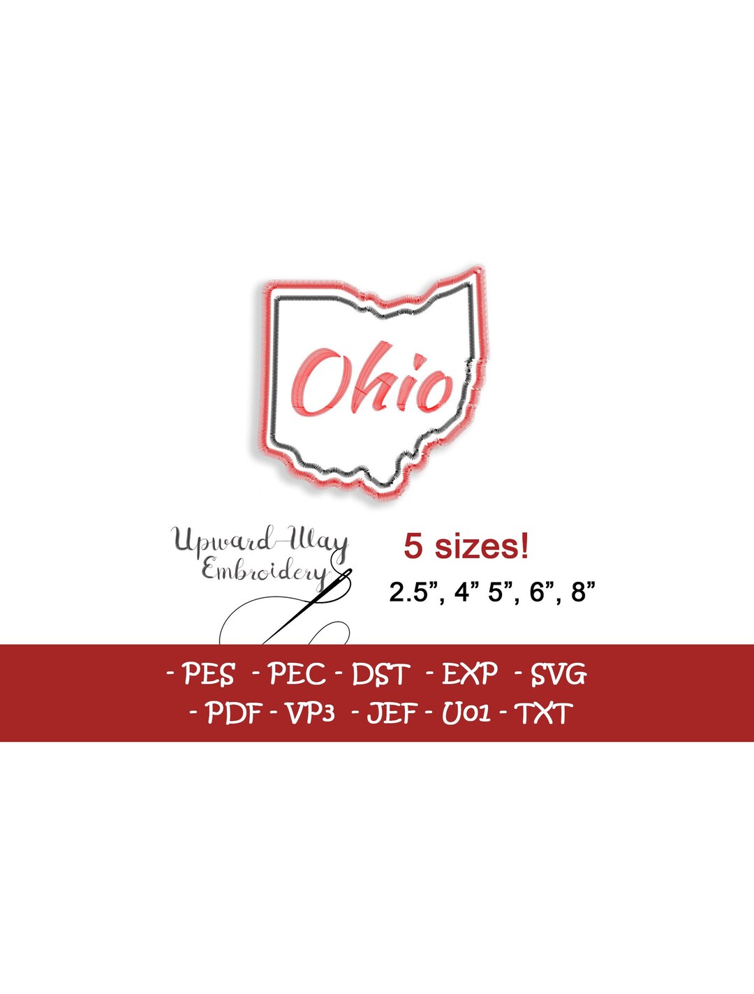 Ohio Embroidery Ohio Embroidery Design State Embroidery - Etsy