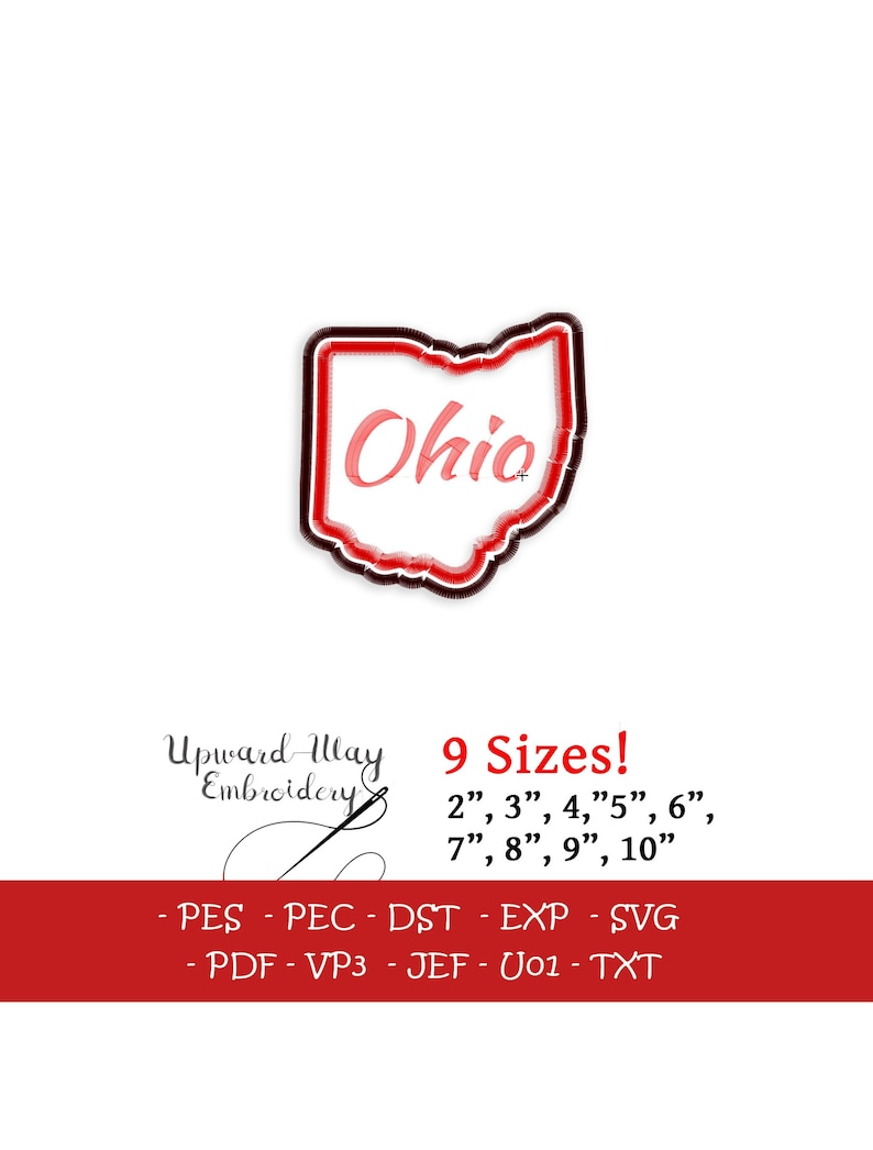 Ohio Embroidery, Ohio Embroidery Design, State Embroidery, Brother ...