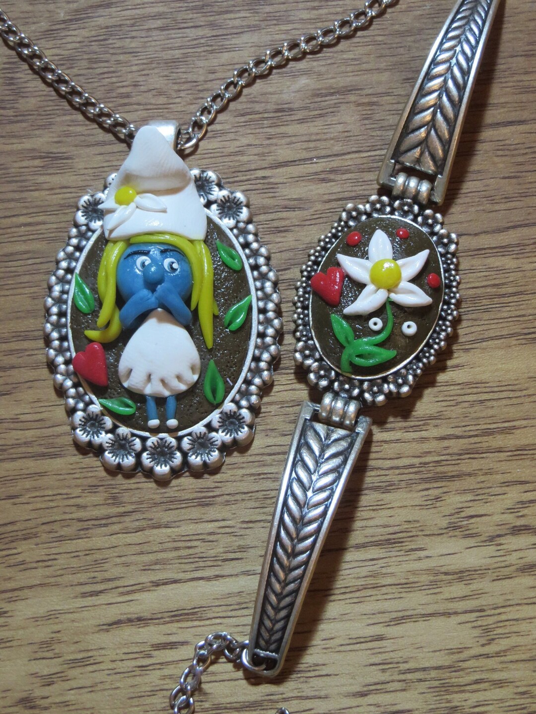 Smurfette Character Smurfs Polymer Clay Pendant and Bracelet - Etsy