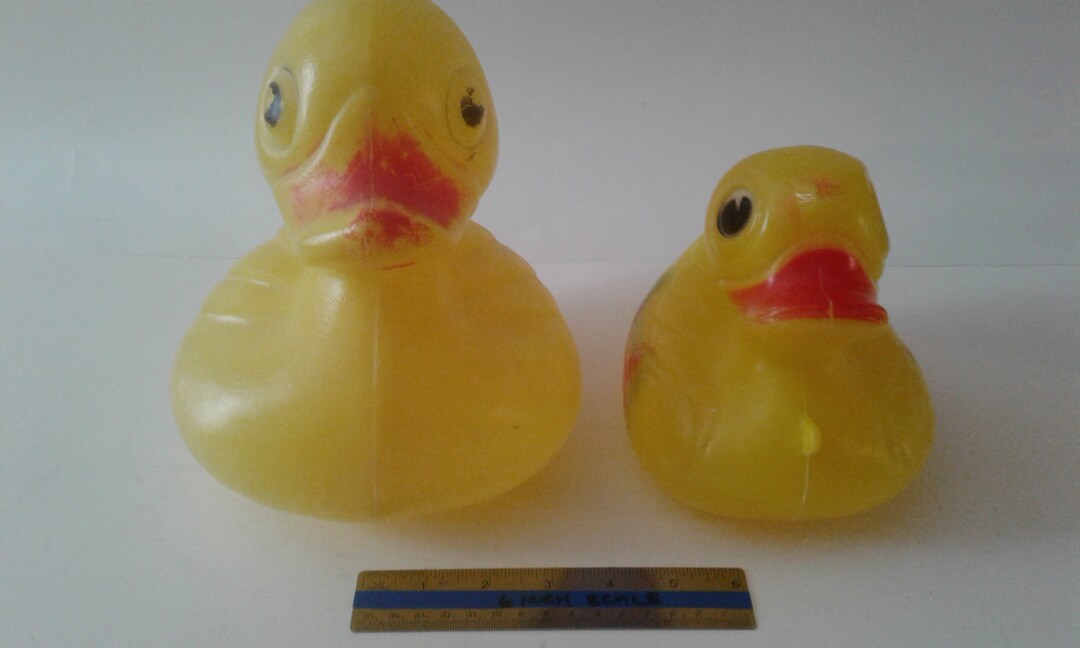 Yellow Hard Plastic Ducks, Blow Mold, Larger Ducks, Show Age & Play ...