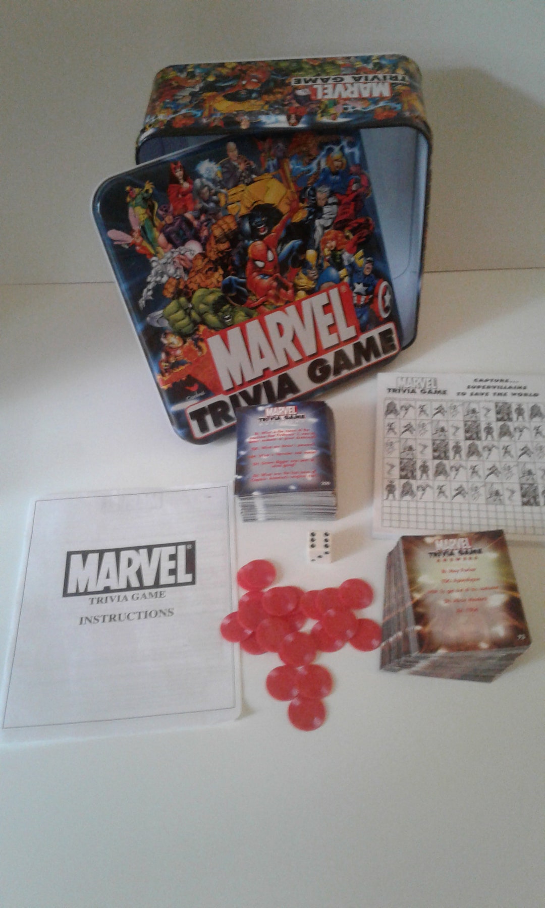 MARVEL TRIVIA GAME Complete, Metal Case, 2001, Complete, Excellent ...