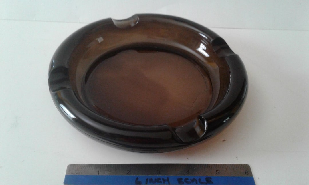 SMOKEY BROWN/GRAY Glass Ashtray, 8 Round Vintage Excellent Condition - Etsy
