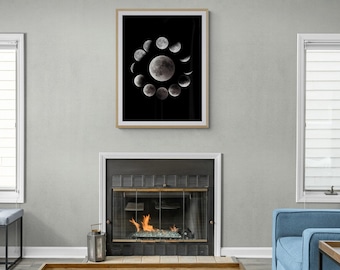 Moon Phases Poster - PRINTABLE FILE. Astronomy Lunar Art. Celestial ...