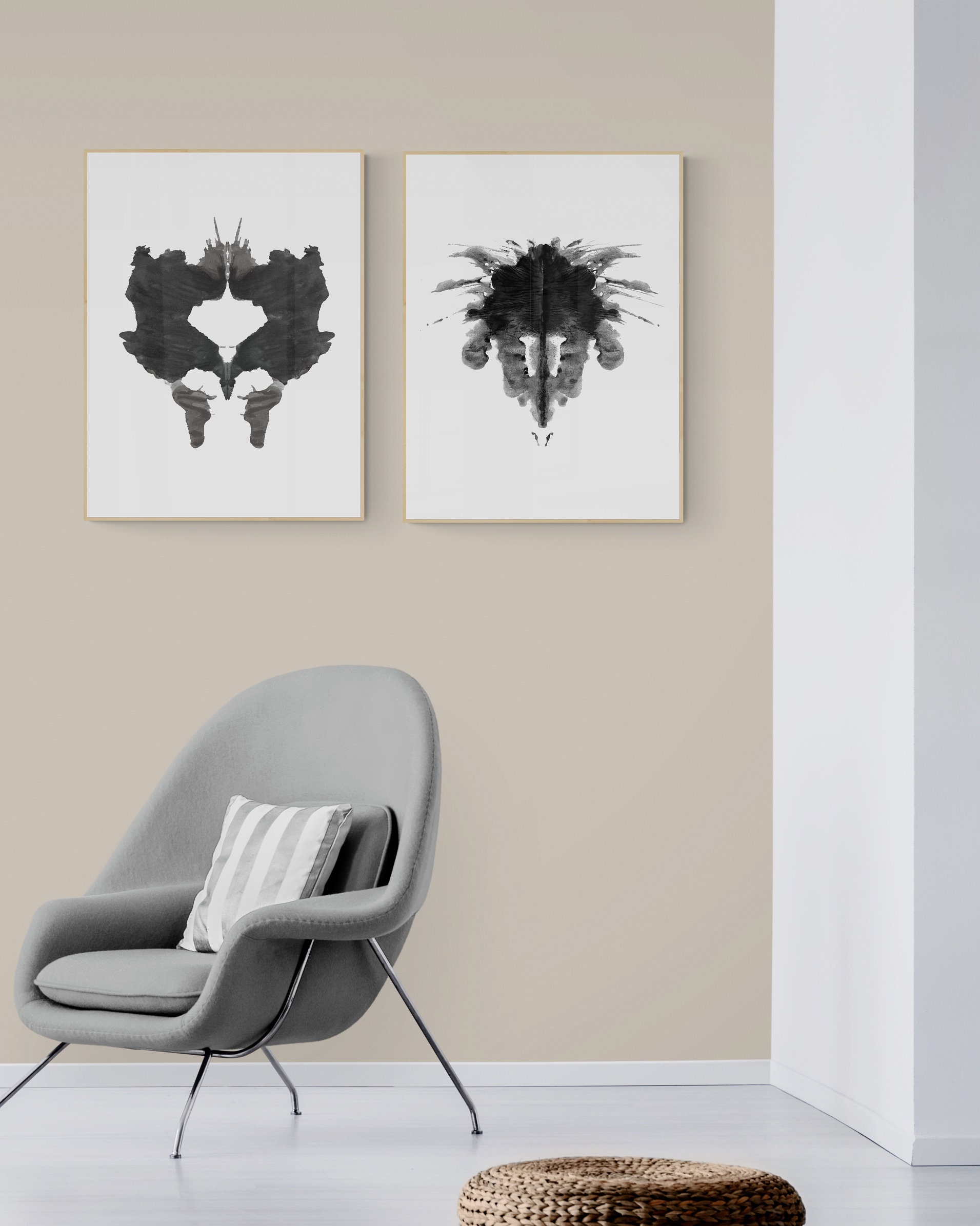 Ink Blot Art Set of 2 Prints, Rorschach Test Art Prints, Psychiatrist ...