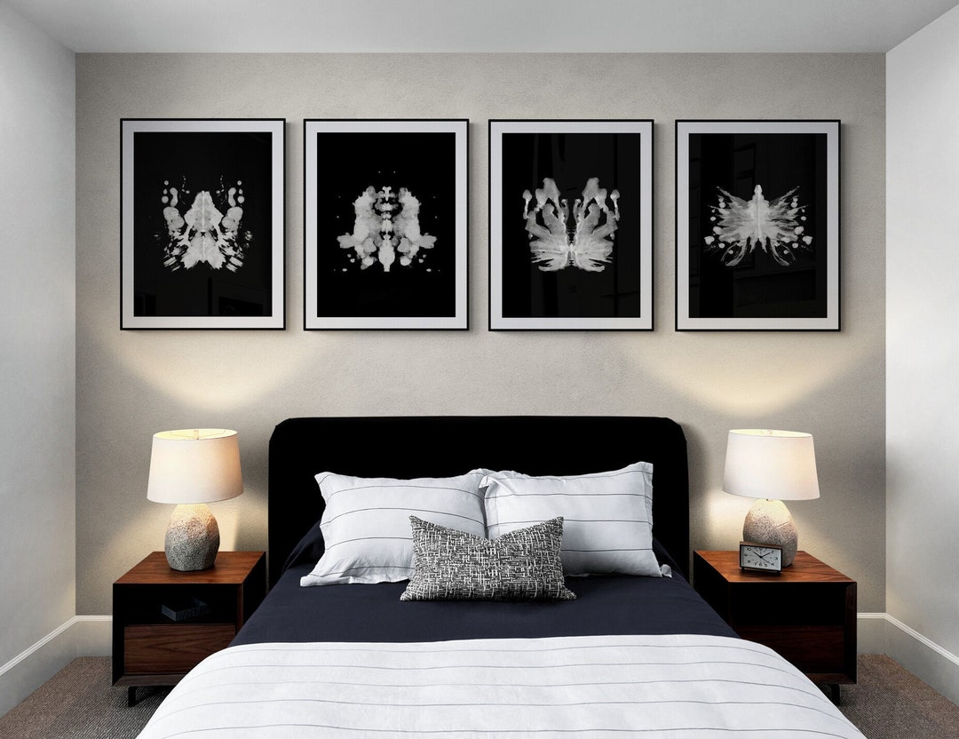 Ink Blot Print Set of 4, Vintage Rorschach Psychology Print Set ...