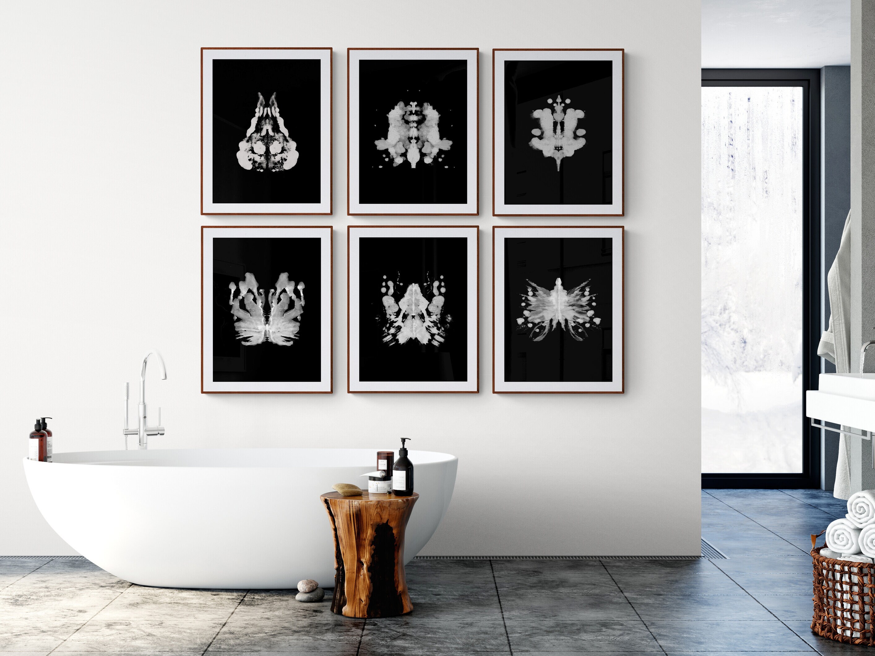 Ink Blot Wall Art Set of 6 Rorschach Test Prints - Etsy
