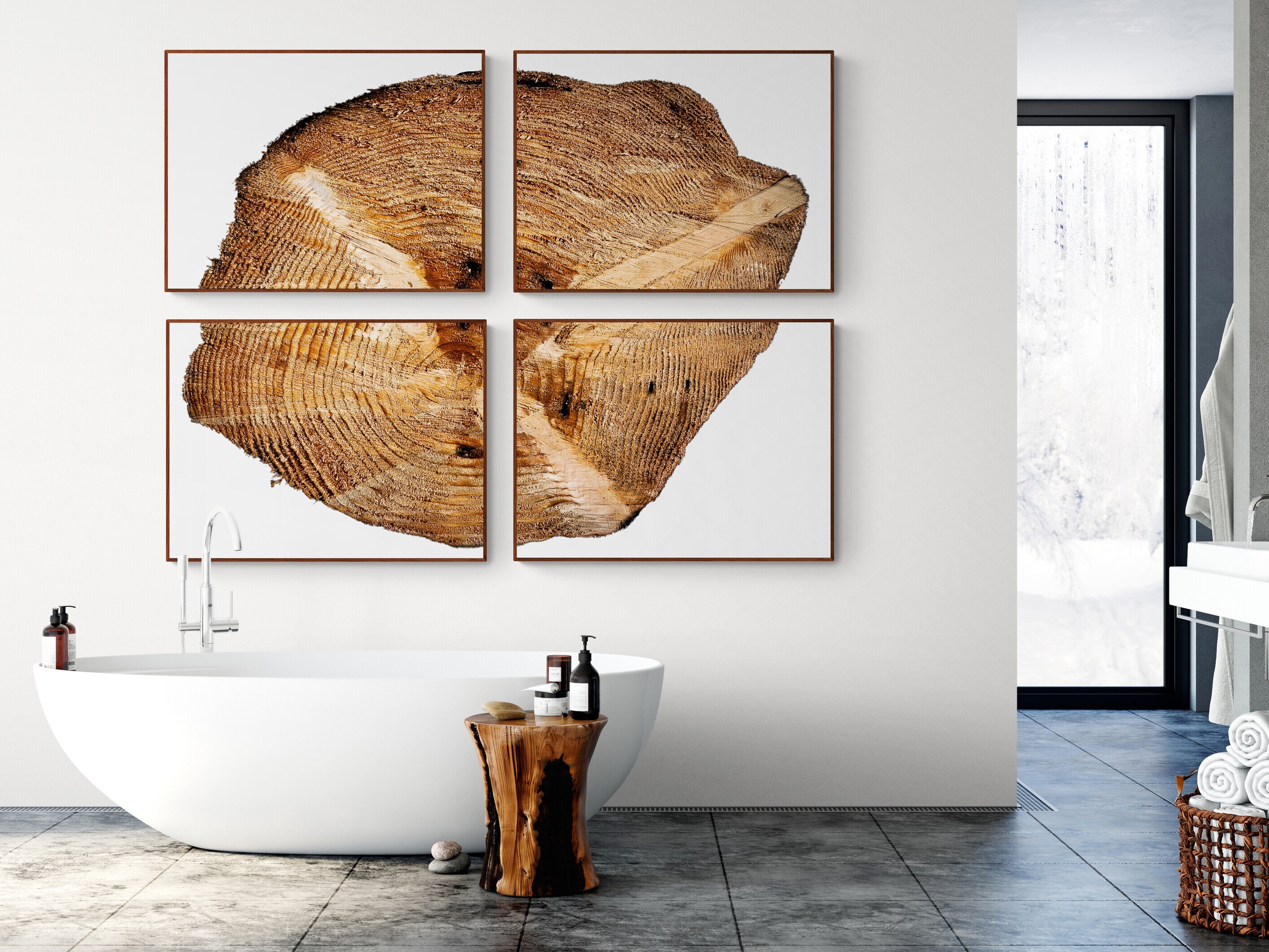 Tree Ring Wall Art Set of 4 Prints, Minimalist Abstract Printable Wall ...