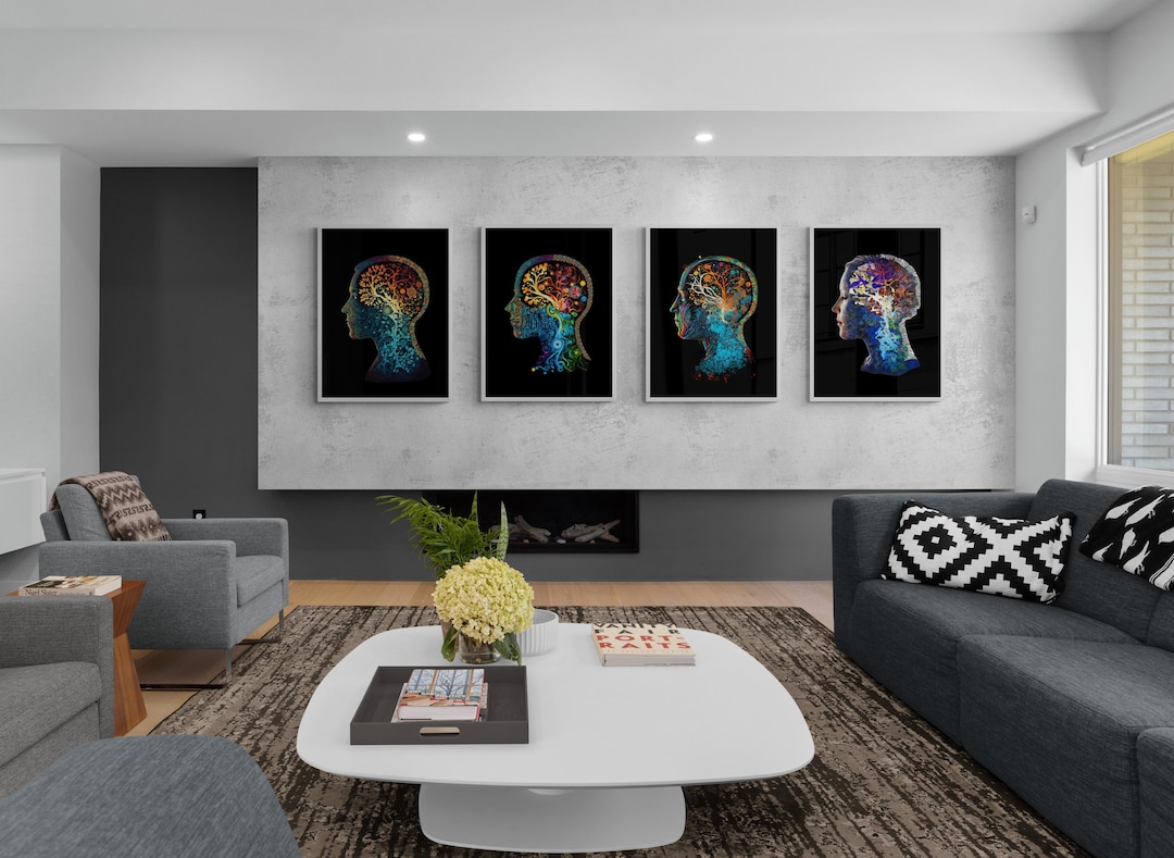 Psychology Wall Art Set of 4 Prints, Brain Science Psychology ...
