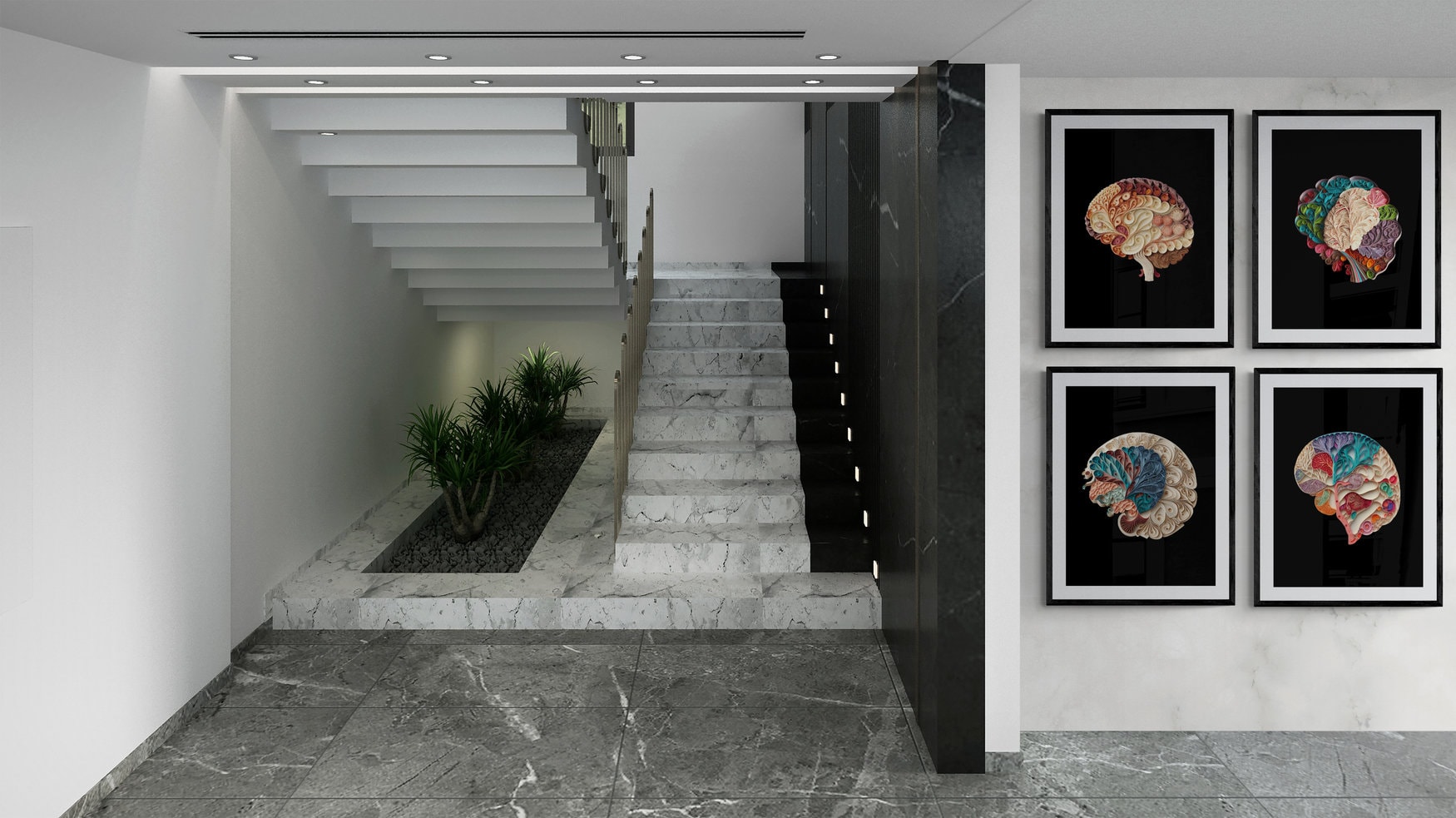 Paper Quill Human Brain Wall Art Set of 4 - Neuroscience Decor ...