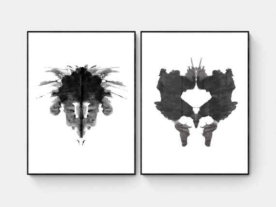 Ink Blot Art Set of 2 Prints Rorschach Psychology Minimalist - Etsy