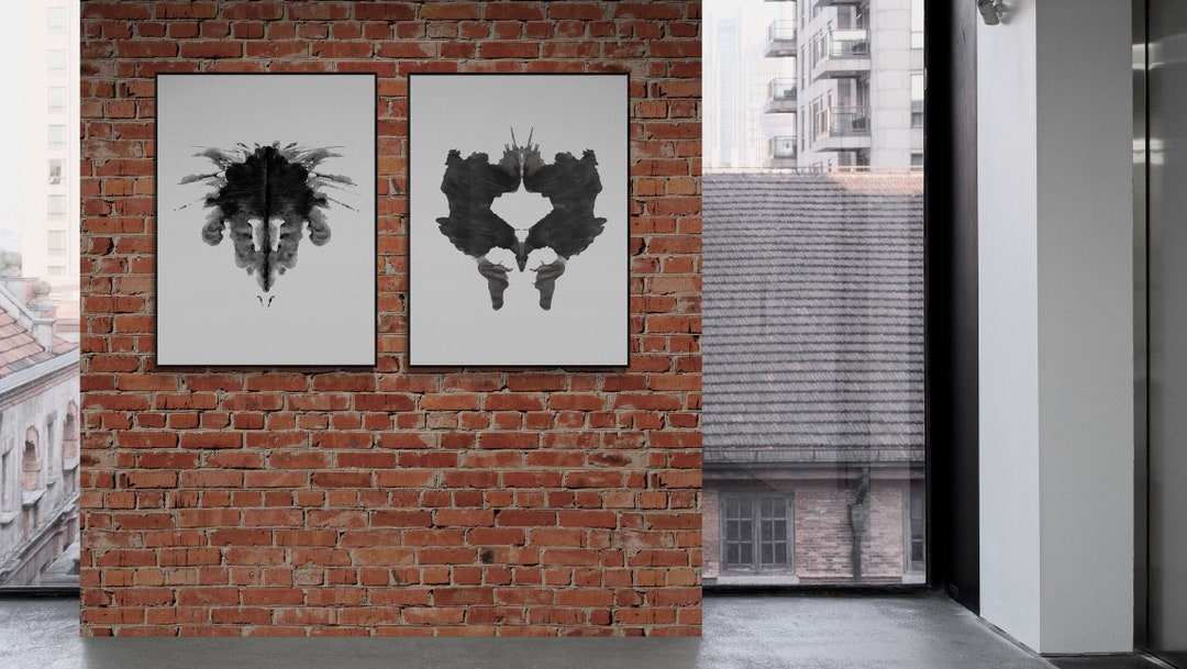 Ink Blot Art Set of 2 Prints, Rorschach Test Art Prints, Psychiatrist ...
