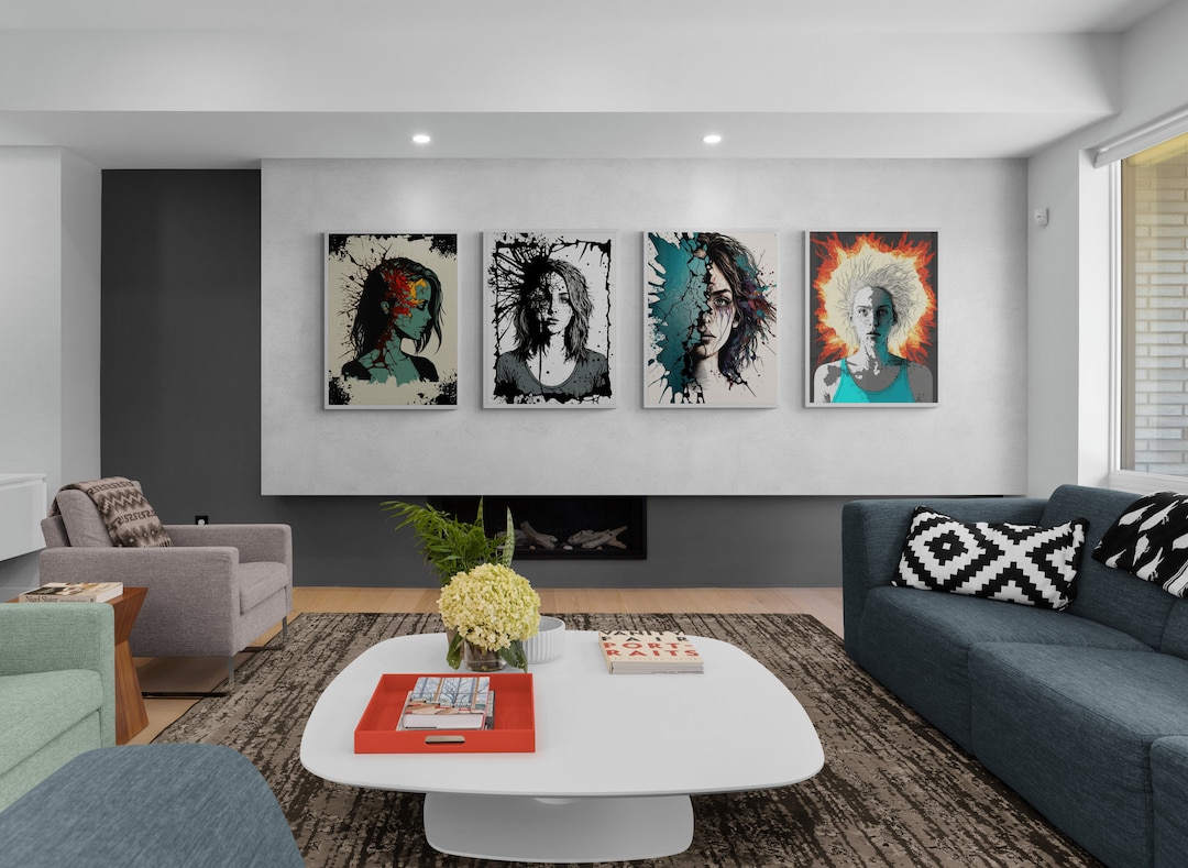 Mental Health Wellness Wall Art Set of 4 - Mindful Decor - Mental ...
