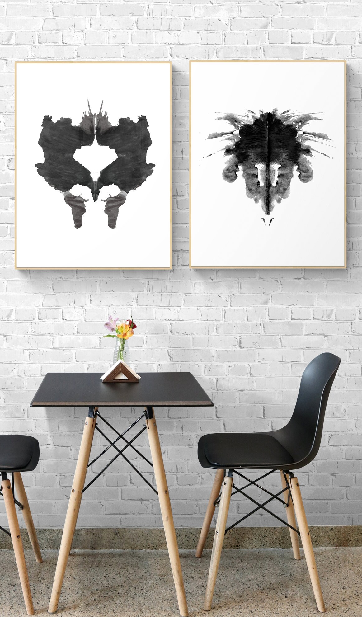 Ink Blot Art Set of 2 Prints, Rorschach Test Art Prints, Psychiatrist ...