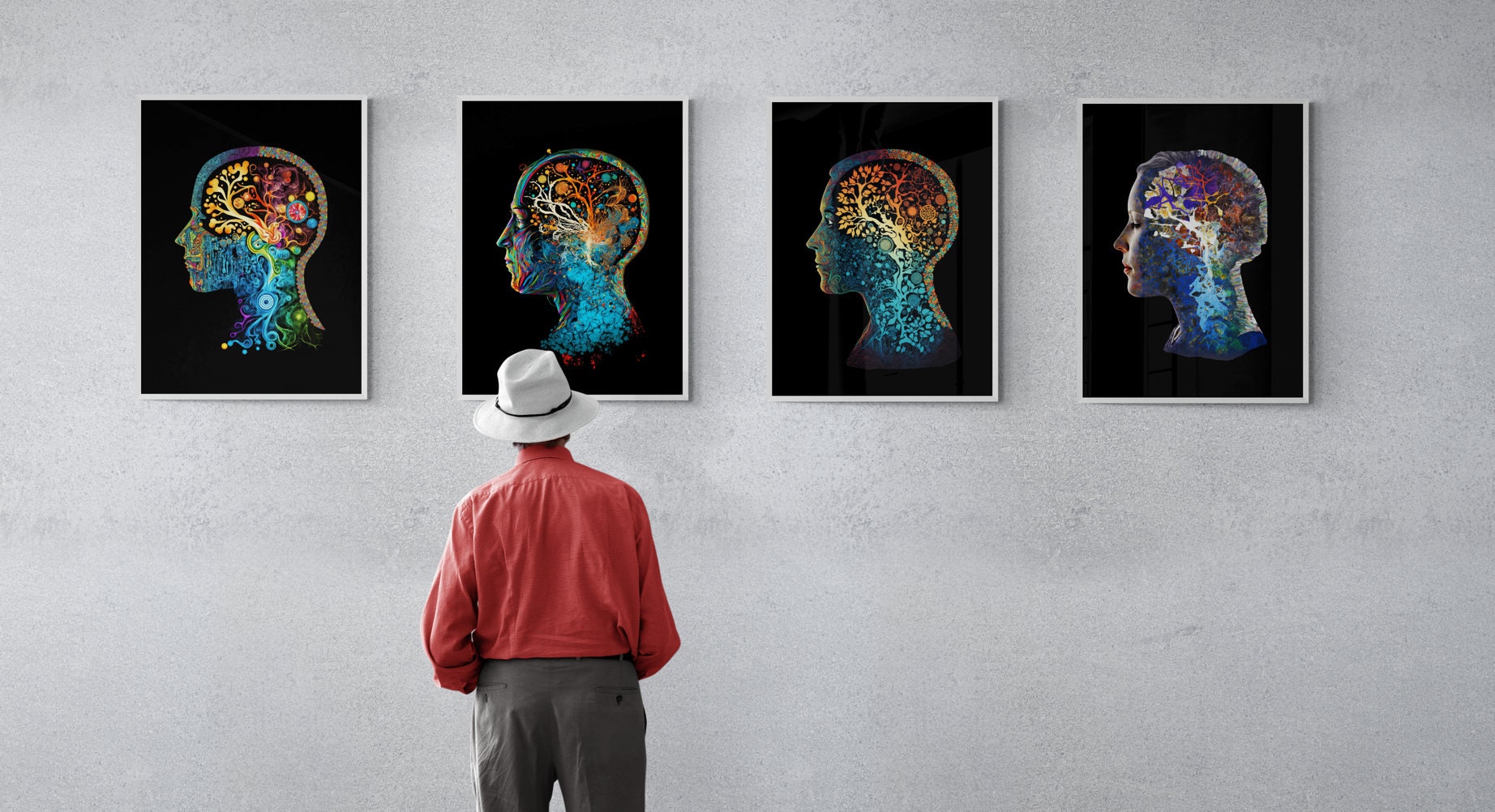 Psychology Wall Art Set of 4 - Brain Science Minimalist Abstract ...