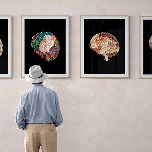 Paper Quill Human Brain Wall Art Set of 4 - Neuroscience Decor ...