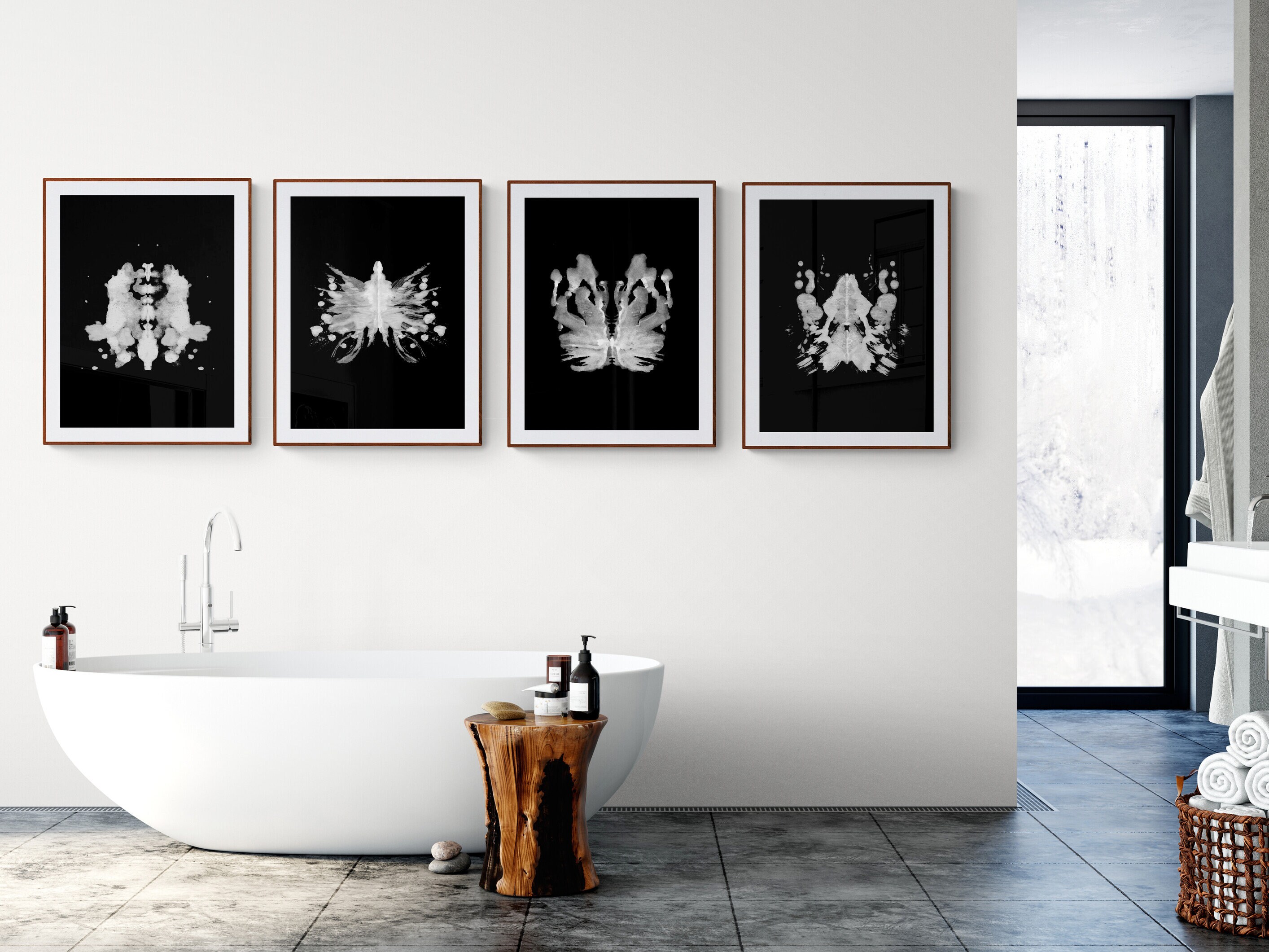 Ink Blot Print Set of 4, Vintage Rorschach Psychology Print Set ...