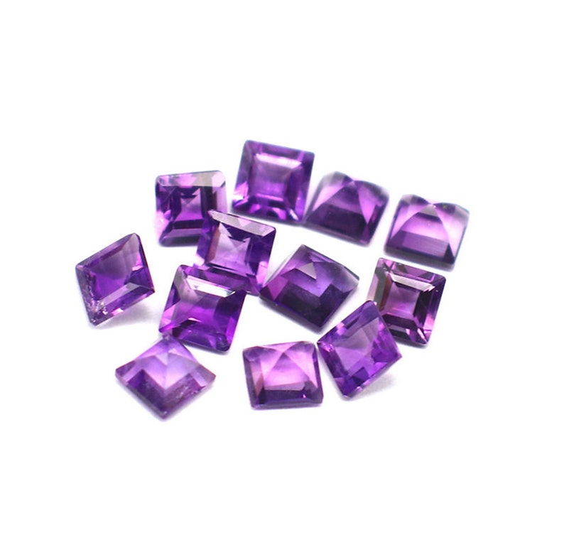 5 to 20 MM Natural Purple Amethyst Faceted Square Shape Handmade Polish ...