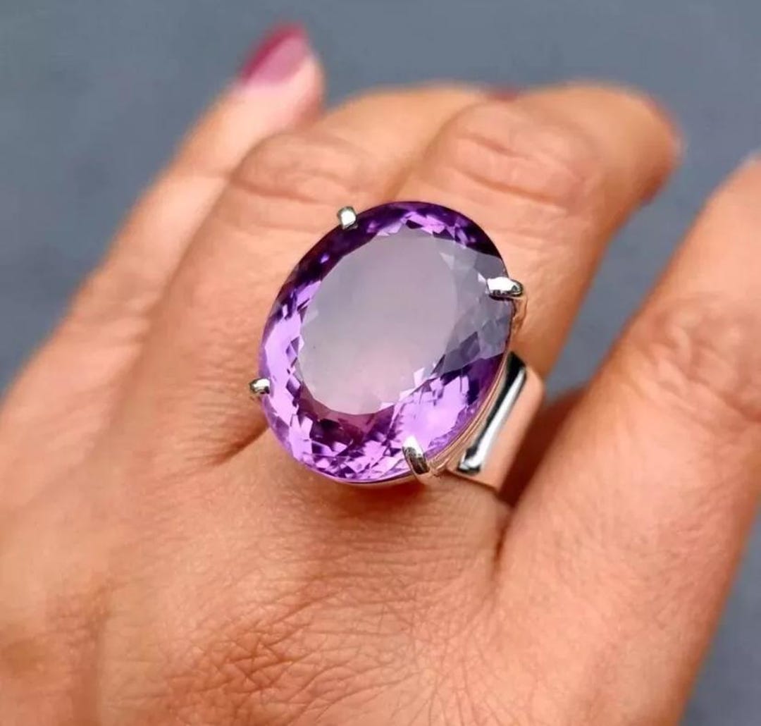 Wonderful Purple Amethyst Ring ~ 925 Sterling Silver Ring ~ Large Oval Ring ~ 15x20 Mm ~ Dainty ...