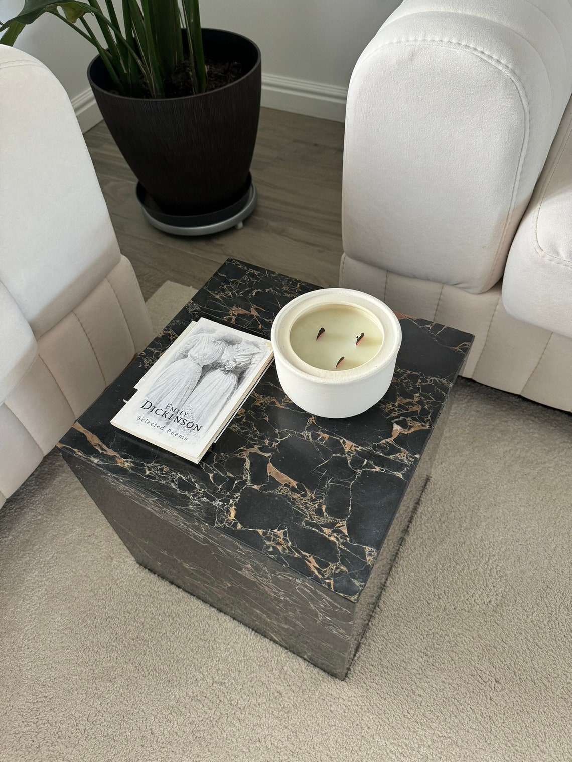 Dark Emparador Marble Plinth - Etsy UK