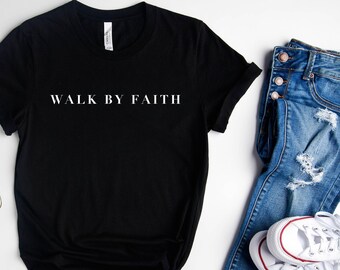 Women's Rhinestone T-shirt Walk by Faith in - Etsy