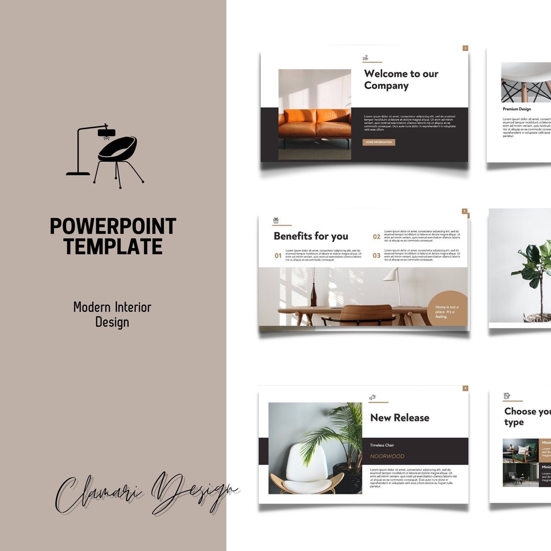 Power Point Template Modern Interior Design - Etsy