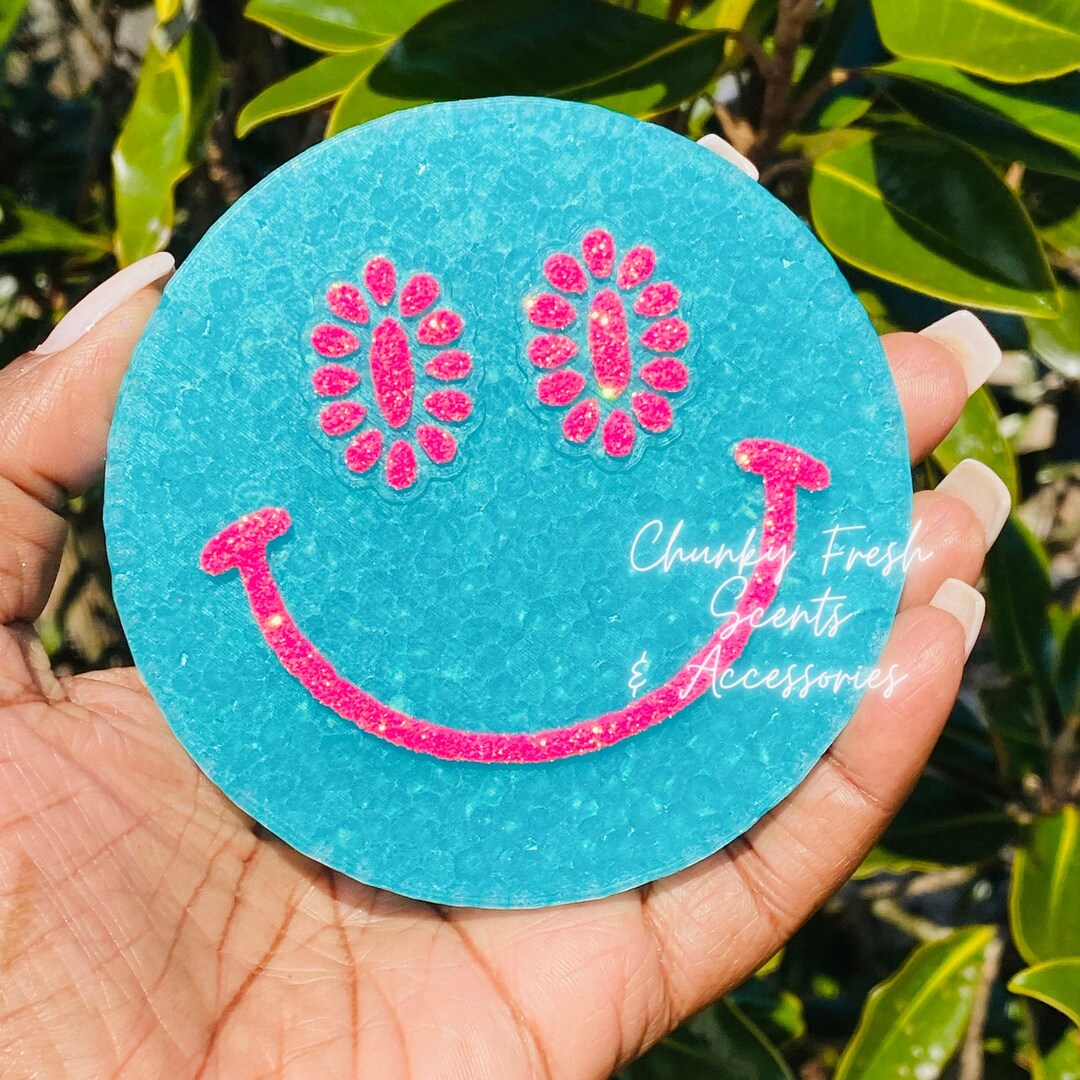 Turquoise Stones Happy Face Freshie, Western Freshy, Car Scent, Car Air ...