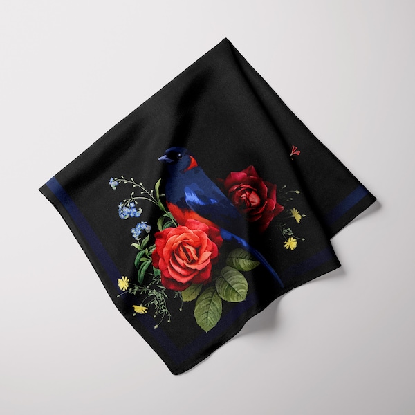 Red Rose and Black Scarf - Etsy