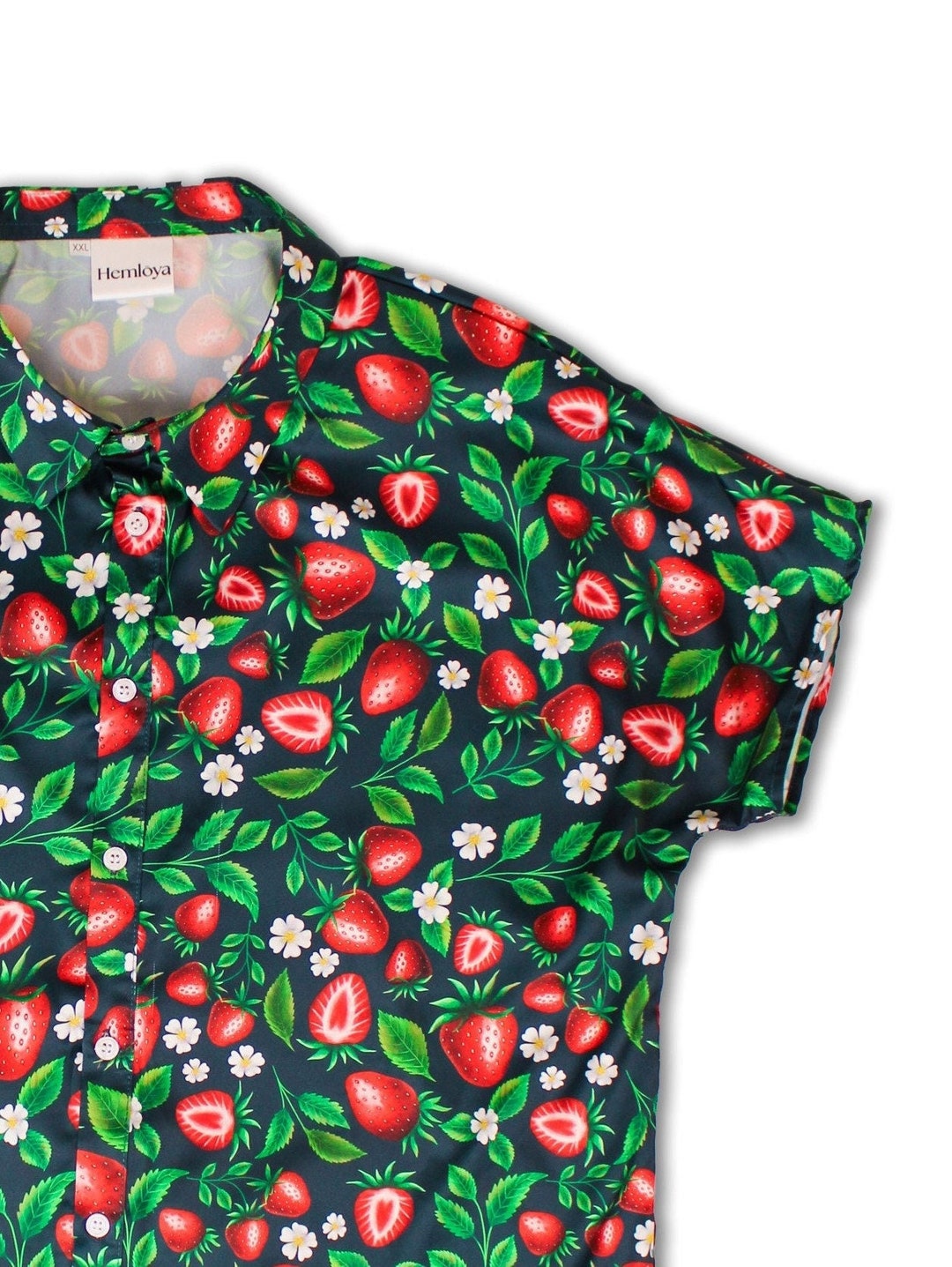 Strawberry Print Button up Satin Shirt, Strawberries Print Colorful ...