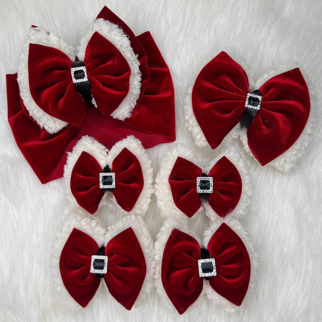 Santa Bows | Santa Piggies | Santa Headwraps | Christmas Bows - Etsy