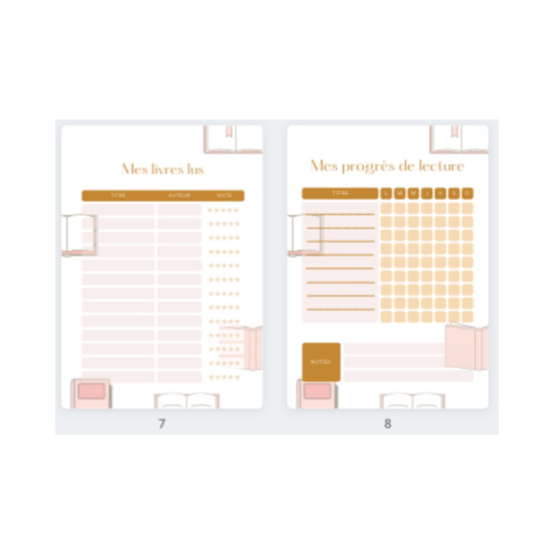 JOURNAL de LECTURE personnalisable dans CANVA 10 pages en français ...