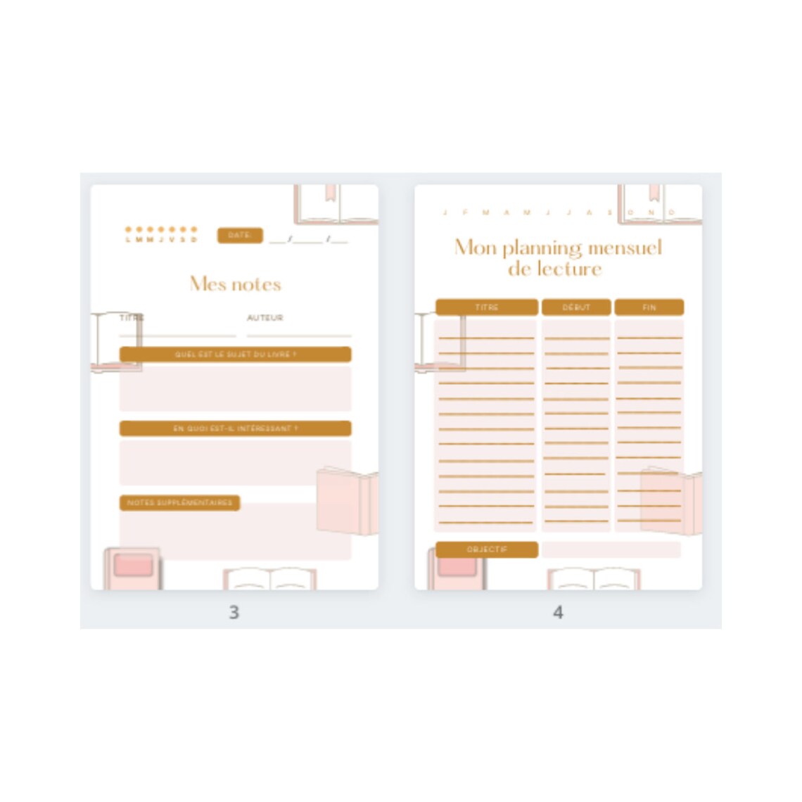 JOURNAL de LECTURE personnalisable dans CANVA 10 pages en français ...