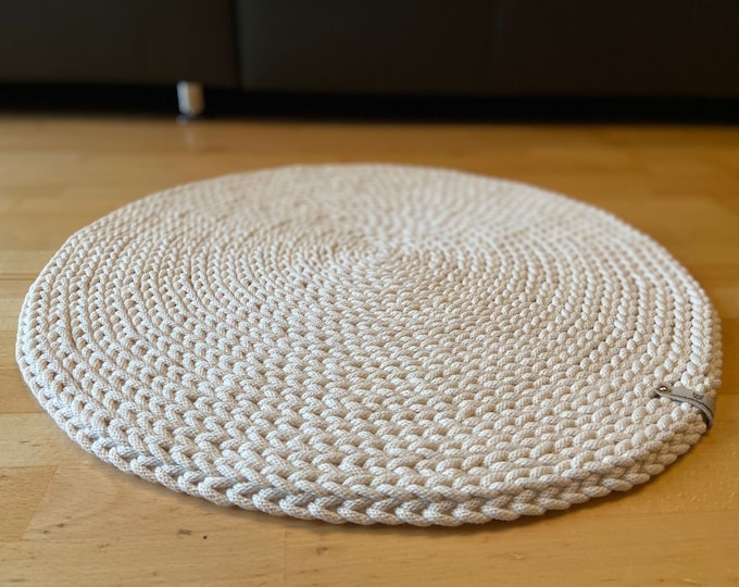 Teppich rund Badezimmer, Baumwollteppich gehäkelt, im skandinavischem ...