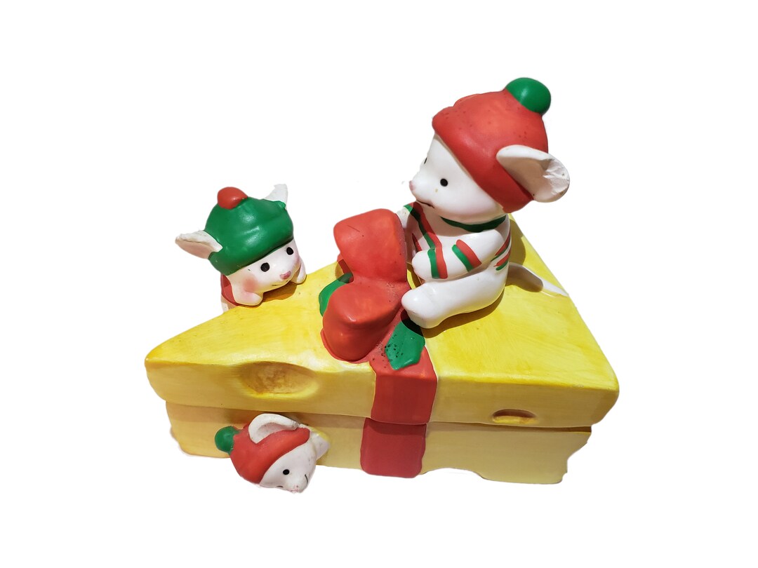Cheese and Mice Trinket Box - Jewelry Box - Knick Knack Box - Cute Mice ...