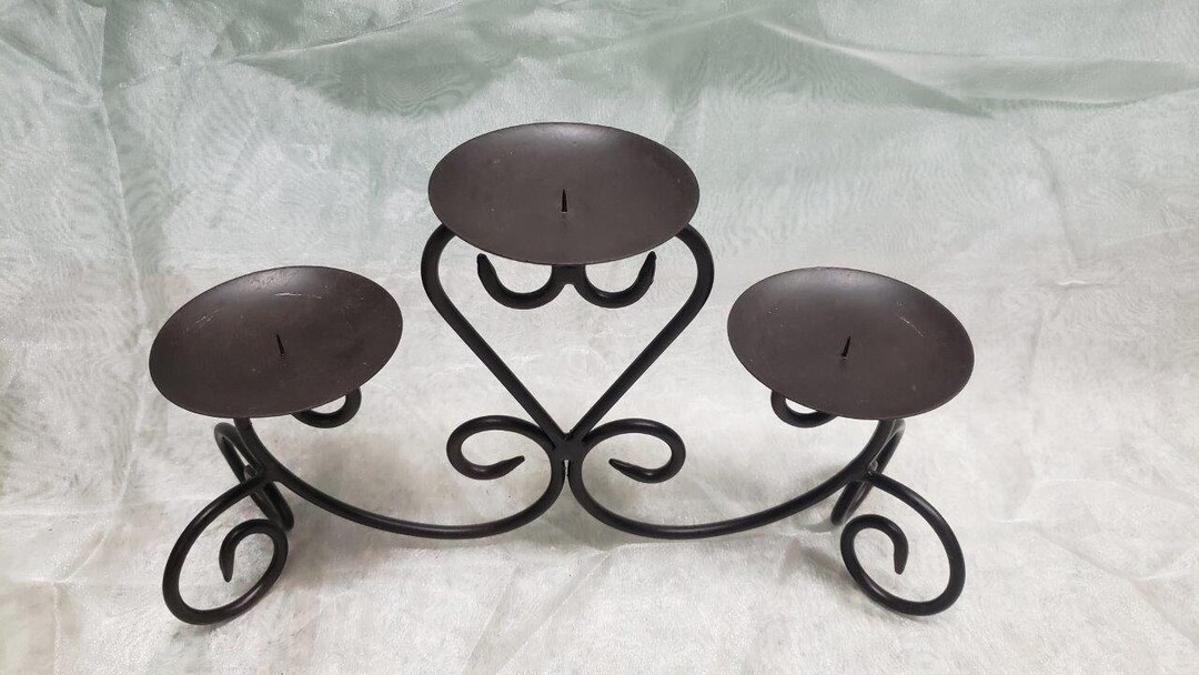 Metal Triple Candle Stand: Curly Wire Mantle Decor - Etsy