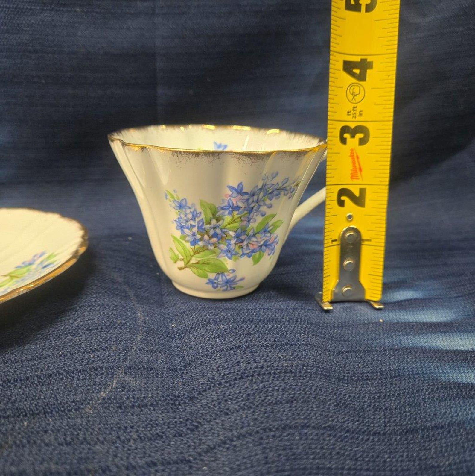 Gladstone Blue White and Gold Teacup and Saucer Set Bone China Made in ...